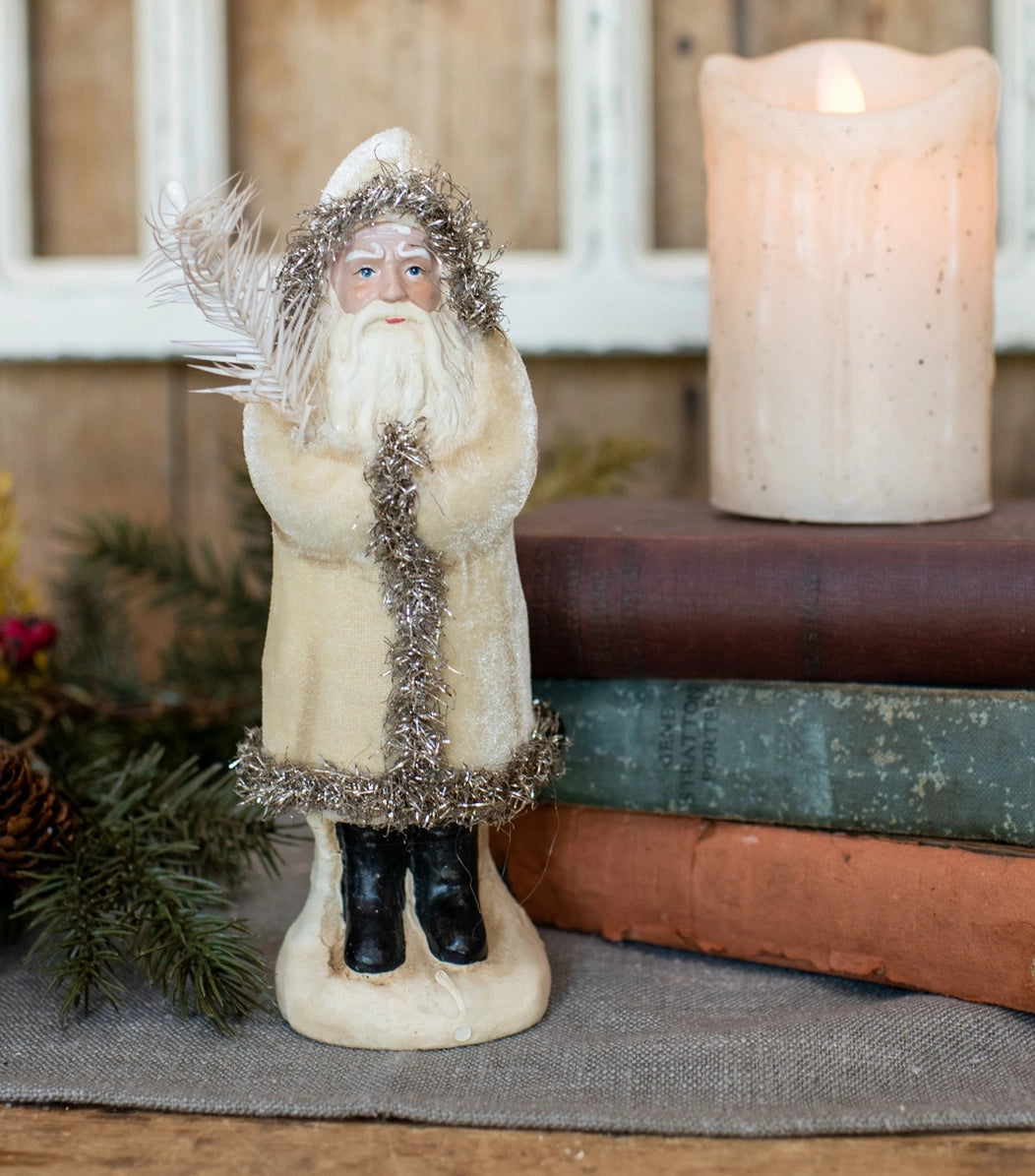 Ragon House Belsnickle Ivory Velvet Santa Claus 8" Paper Mache Figurin ...