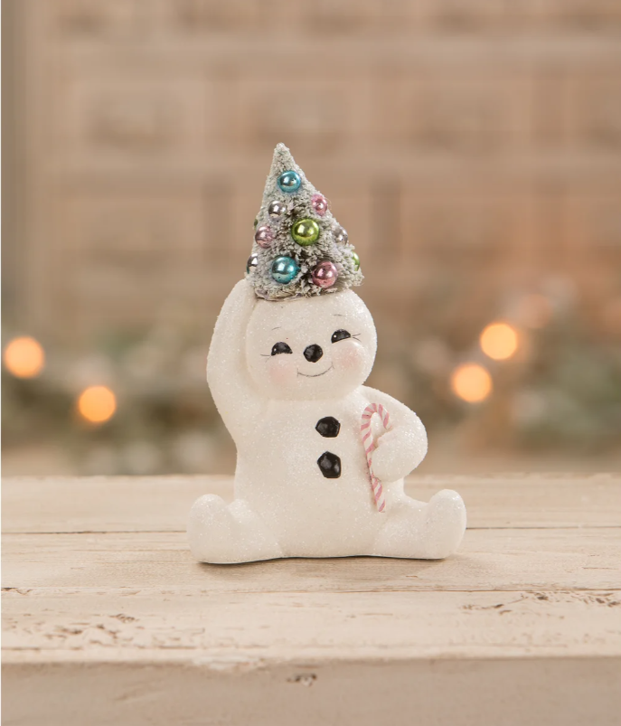Retro Pastel Snowman with Candy Cane – Piglet's Closet